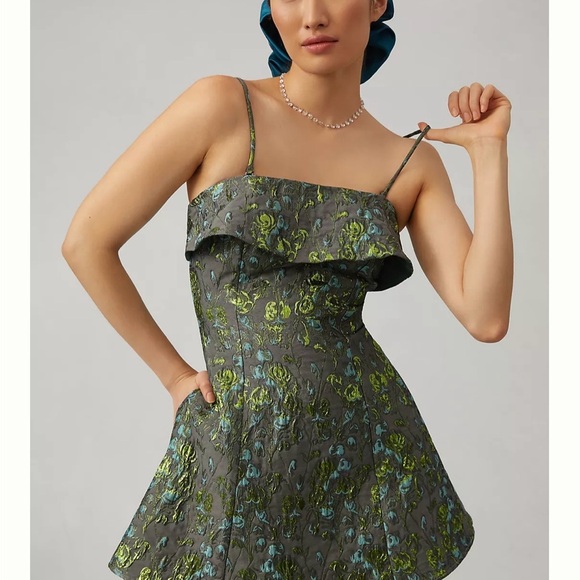 Corey Lynn Calter | Dresses | Corey Lynn Calter Gray And Green Floral ...